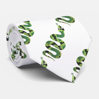 Snake Black and Green Print Silhouette Tie | Zazzle