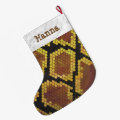 Snake Brown and Gold Print Large Christmas Stocking | Zazzle
