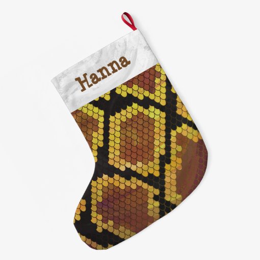 Snake Brown and Gold Print Large Christmas Stocking | Zazzle