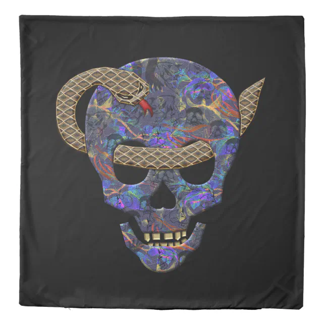 Snake Coiled Around Skull Thru Eyes Queen Duvet Cover | Zazzle