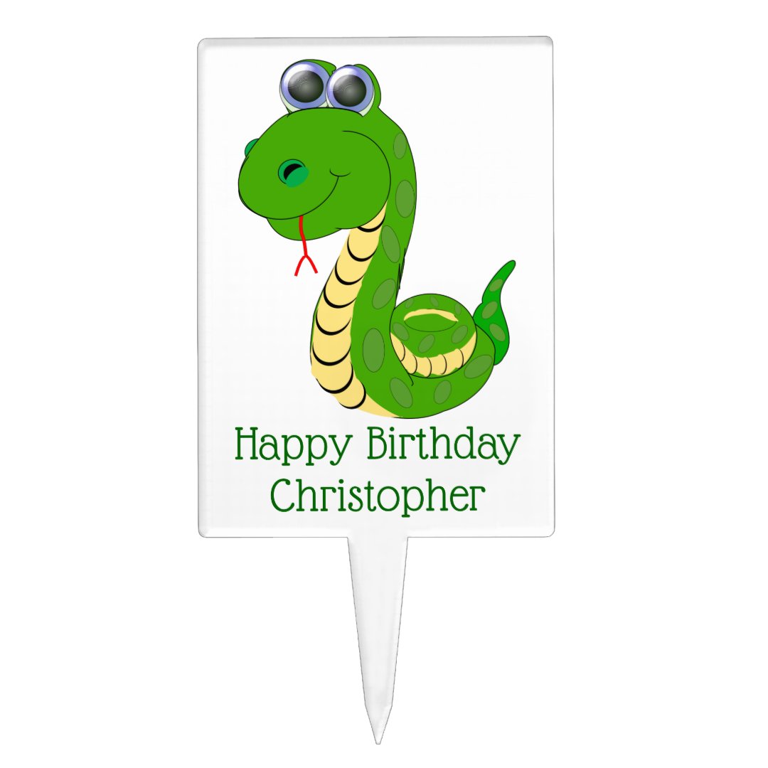 Snake Design Birthday Cake Topper | Zazzle