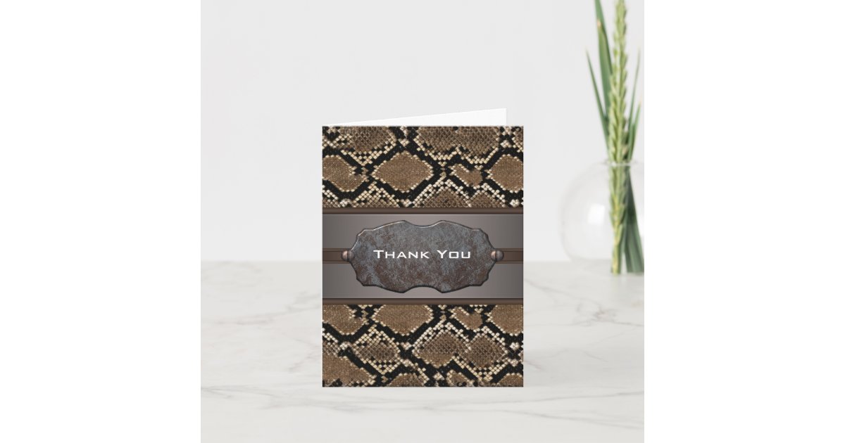 Snake Leather Masculine Thank You Note Card | Zazzle