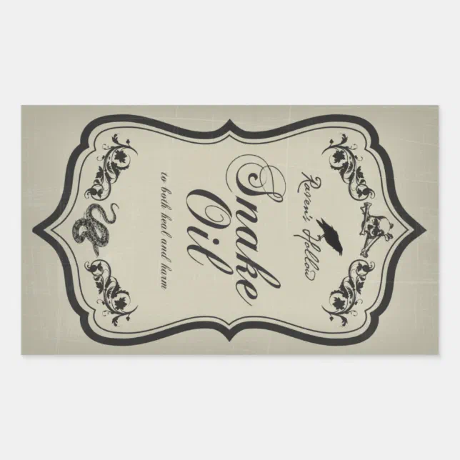 Snake Oil Halloween Jar Sticker Label | Zazzle