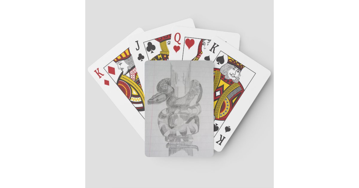 Snake Pencil Drawing Poker Cards | Zazzle