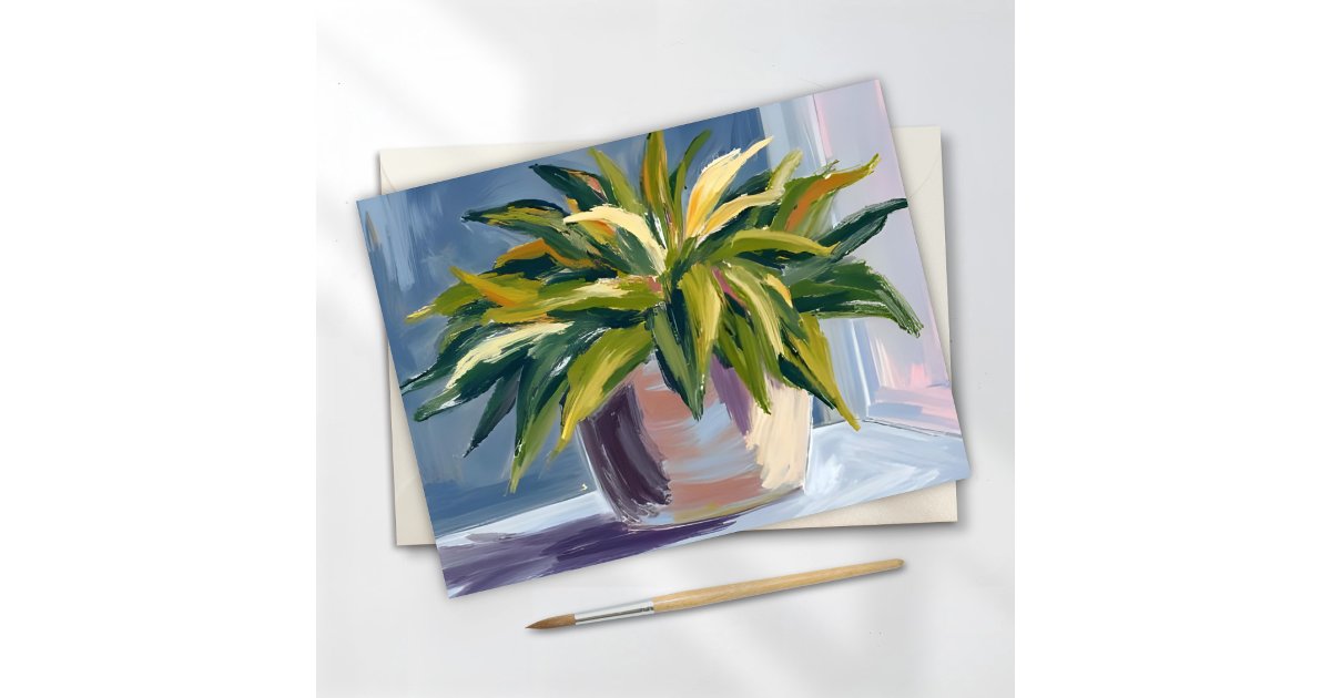 Snake Plant | Potted House Plant Painting Postcard | Zazzle
