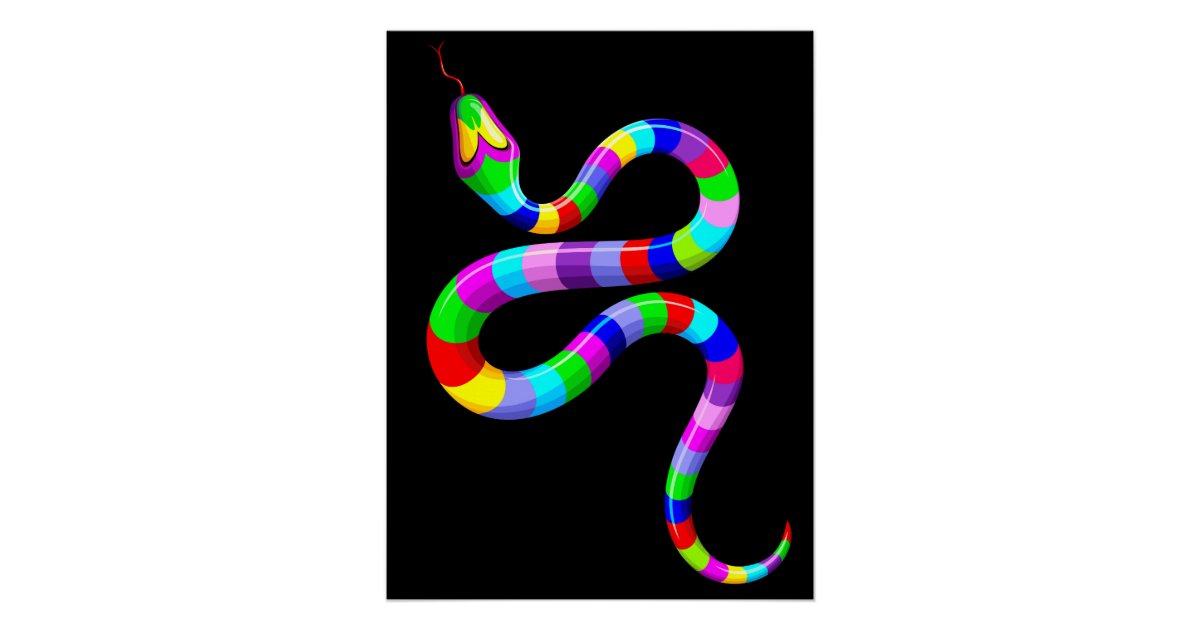 Snake Psychedelic Rainbow Colors Poster | Zazzle