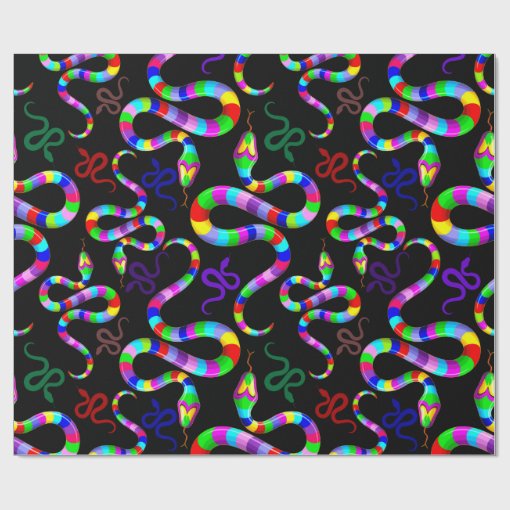 Snake Psychedelic Rainbow Colors Wrapping Paper | Zazzle