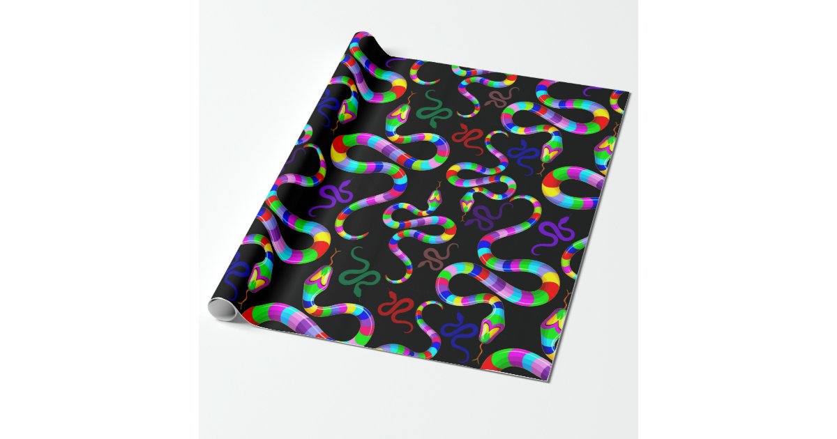 Snake Psychedelic Rainbow Colors Wrapping Paper | Zazzle