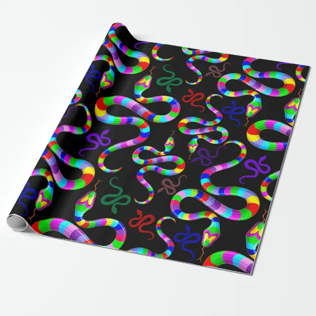 Snake Psychedelic Rainbow Colors Wrapping Paper | Zazzle