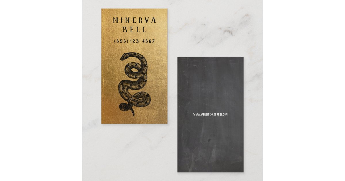 Snake Reptile Gold Business Card | Zazzle