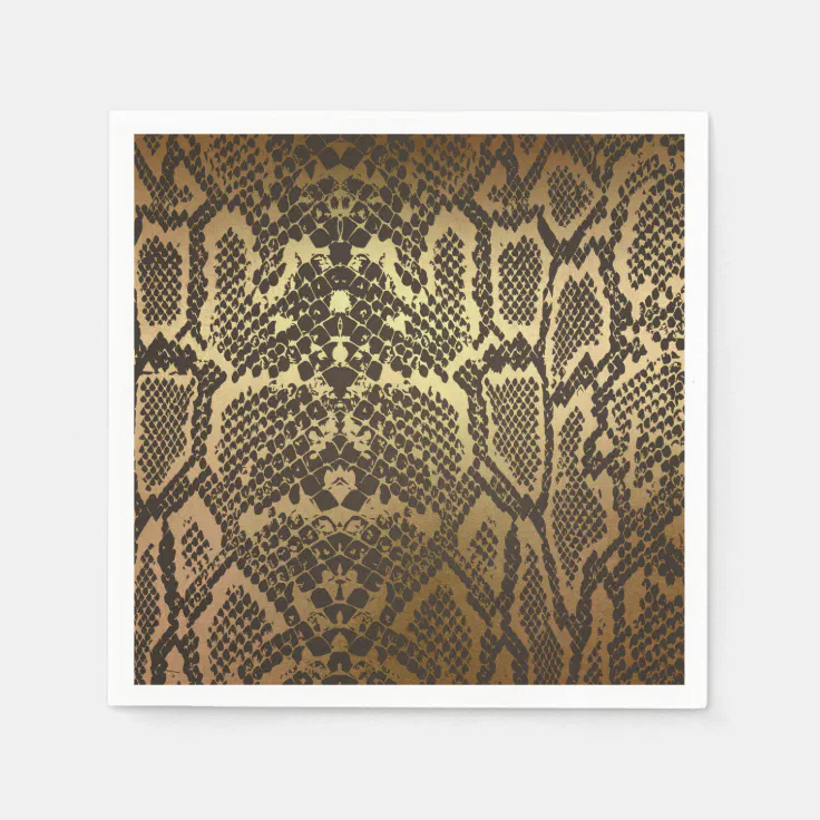 Snake Skin Animal Print Elegant Modern Glam Gold Paper Napkins | Zazzle