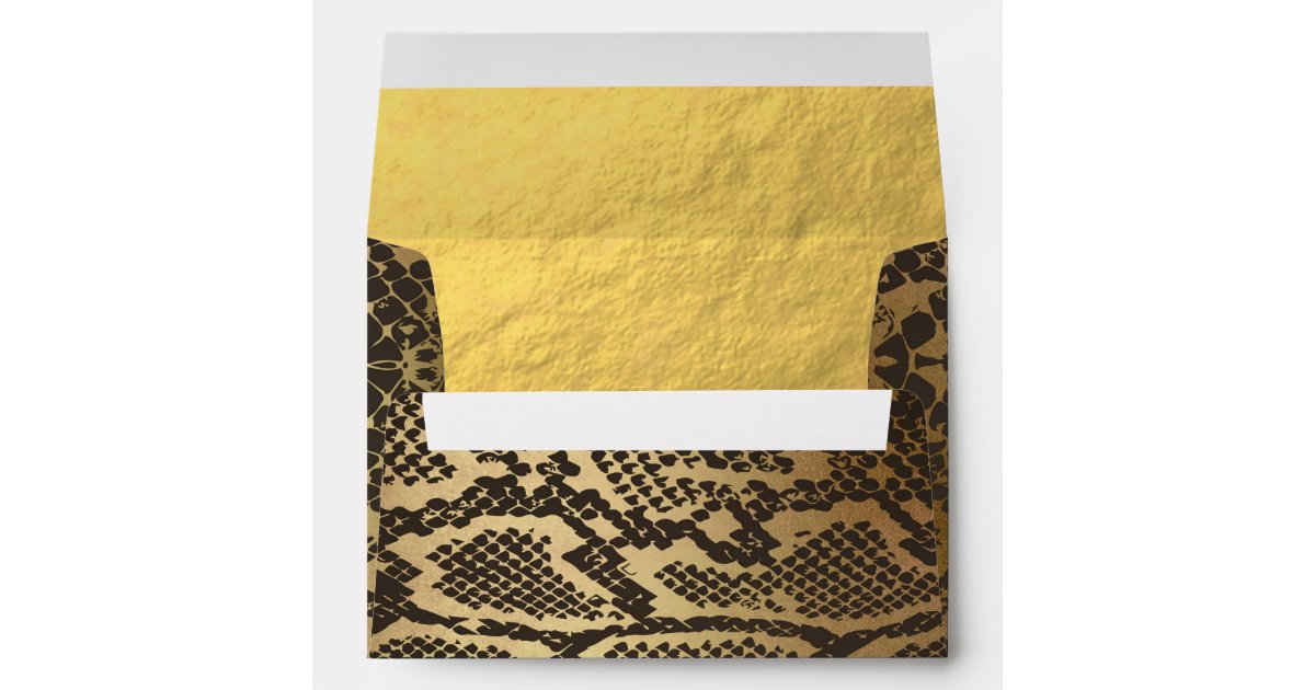 Snake Skin Animal Print Modern Glam Gold Envelope | Zazzle