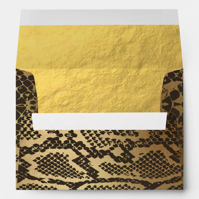 Snake Skin Animal Print Modern Glam Gold Envelope | Zazzle