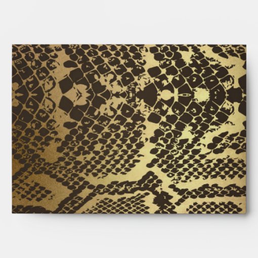 Snake Skin Animal Print Modern Glam Gold Envelope | Zazzle
