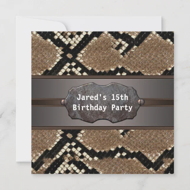 Snake Skin Birthday Party Invitation | Zazzle