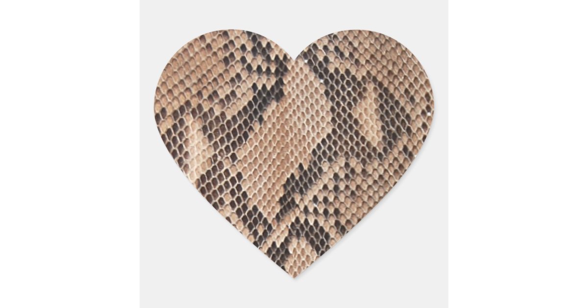 Snake Skin Heart Shaped Heart Sticker | Zazzle