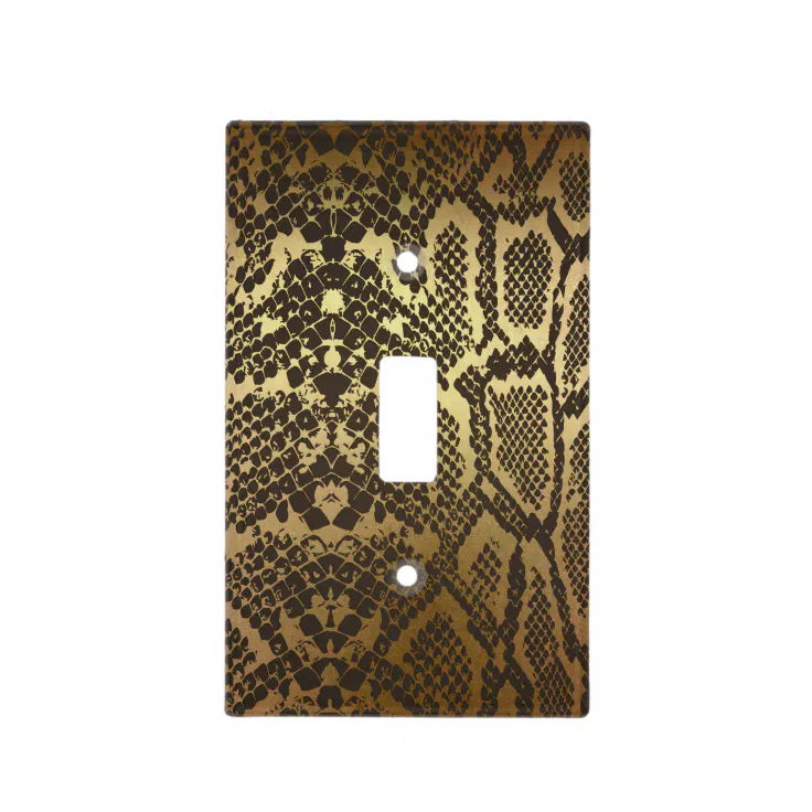 Snake Skin Print Modern Glam Gold Light Switch Cover | Zazzle