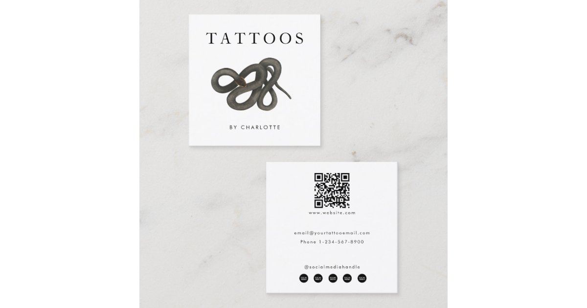 Snake Tattoo Artist Custom Social Media QR Code Square Business Card ...