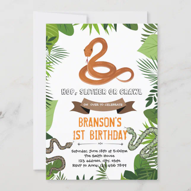 Snake theme party invitation | Zazzle