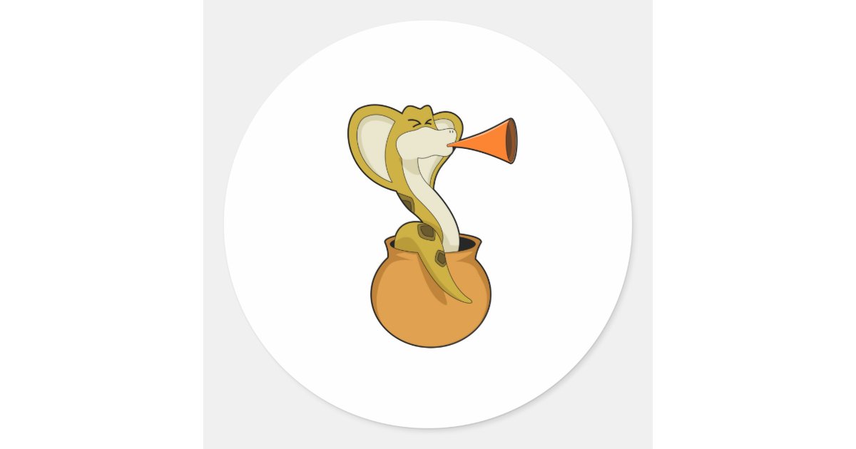 Snake Trumpet Music Classic Round Sticker | Zazzle