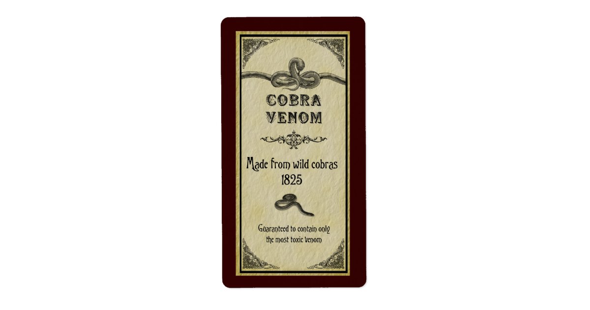 Snake Venom Label | Zazzle