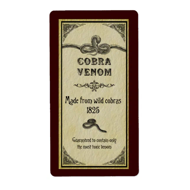 Snake Venom Label | Zazzle