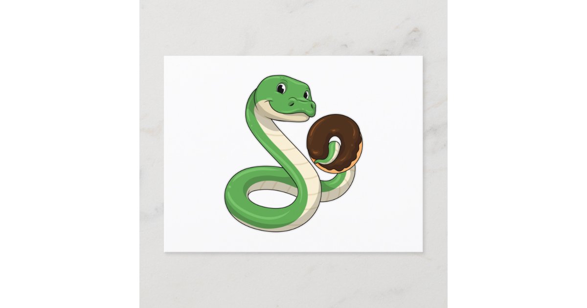 Snake with Donut Postcard | Zazzle