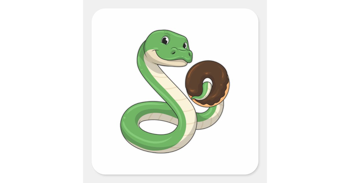 Snake with Donut Square Sticker | Zazzle