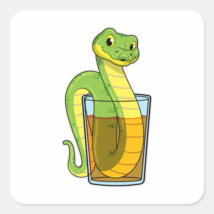 Snake with Juice Square Sticker | Zazzle