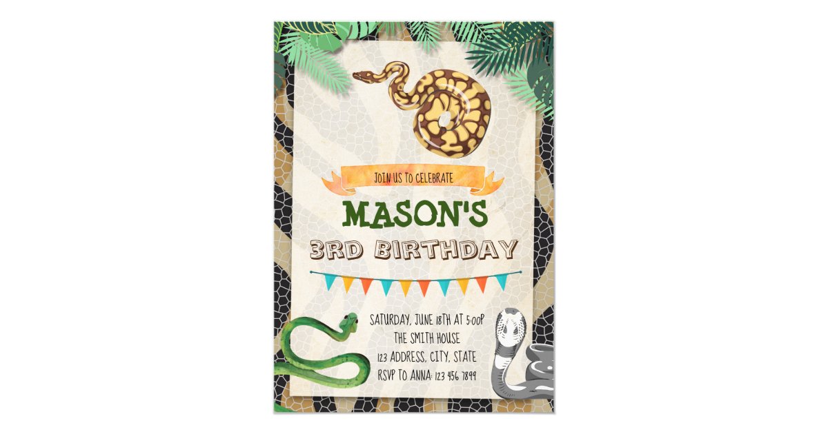 Snakes Birthday Party invitation | Zazzle.com
