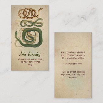 snakes business card | Zazzle