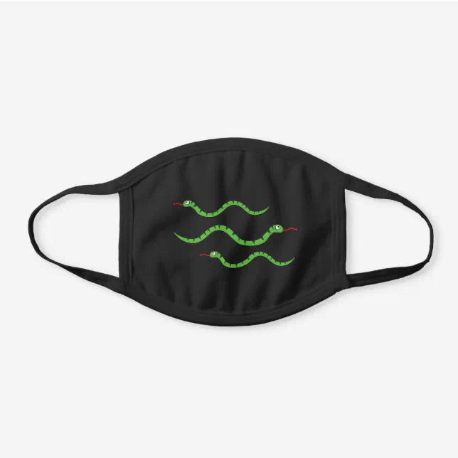 Snakes Cute Kids Reptile Summer Cartoon Black Cotton Face Mask | Zazzle