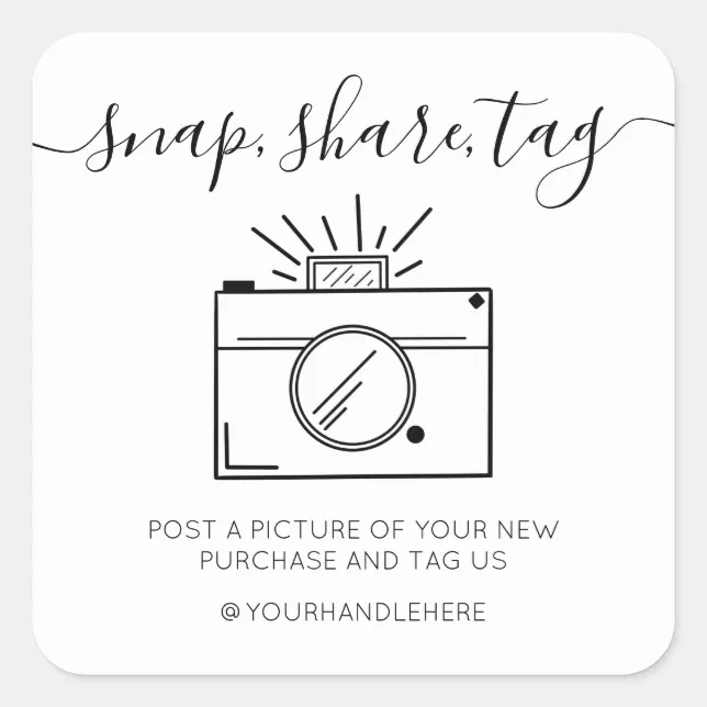 Snap Share Tag Simple Camera Social Media Business | Zazzle