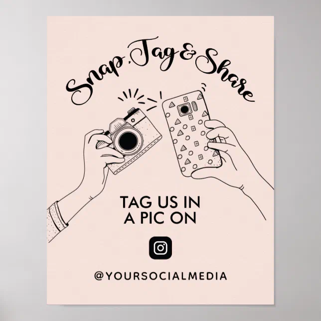 Snap, Tag, Share Instagram Social Media Poster | Zazzle