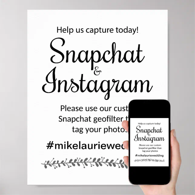 Snapchat Instagram Hashtag Wedding Sign -Rochester | Zazzle