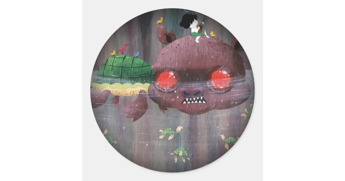 Snappy Turtle - Fade to Black Classic Round Sticker | Zazzle