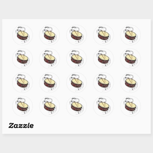 Snare Drum Classic Round Sticker | Zazzle