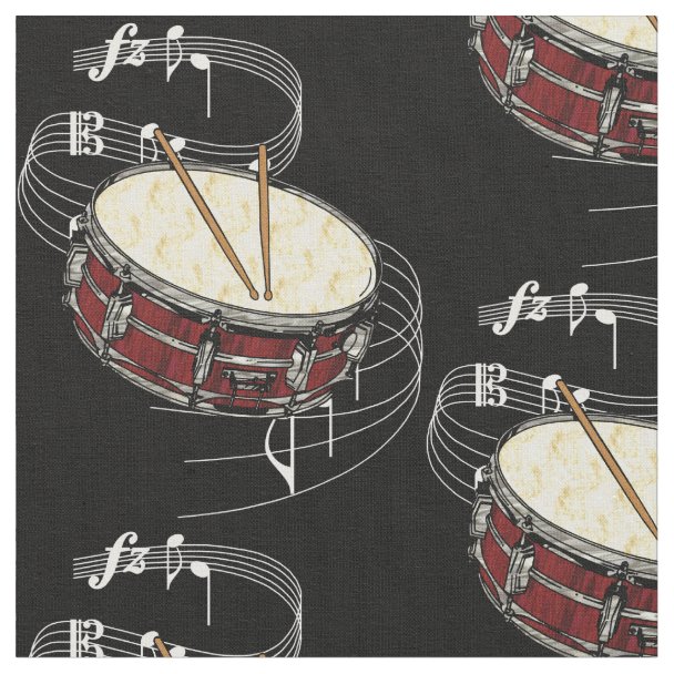 Drum Set Fabric - Dark | Zazzle