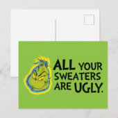 Snarky Grinch | All Your Sweaters Are Ugly Postcard | Zazzle
