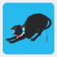 Snarling Hissing Black Japanese Cat Square Sticker | Zazzle