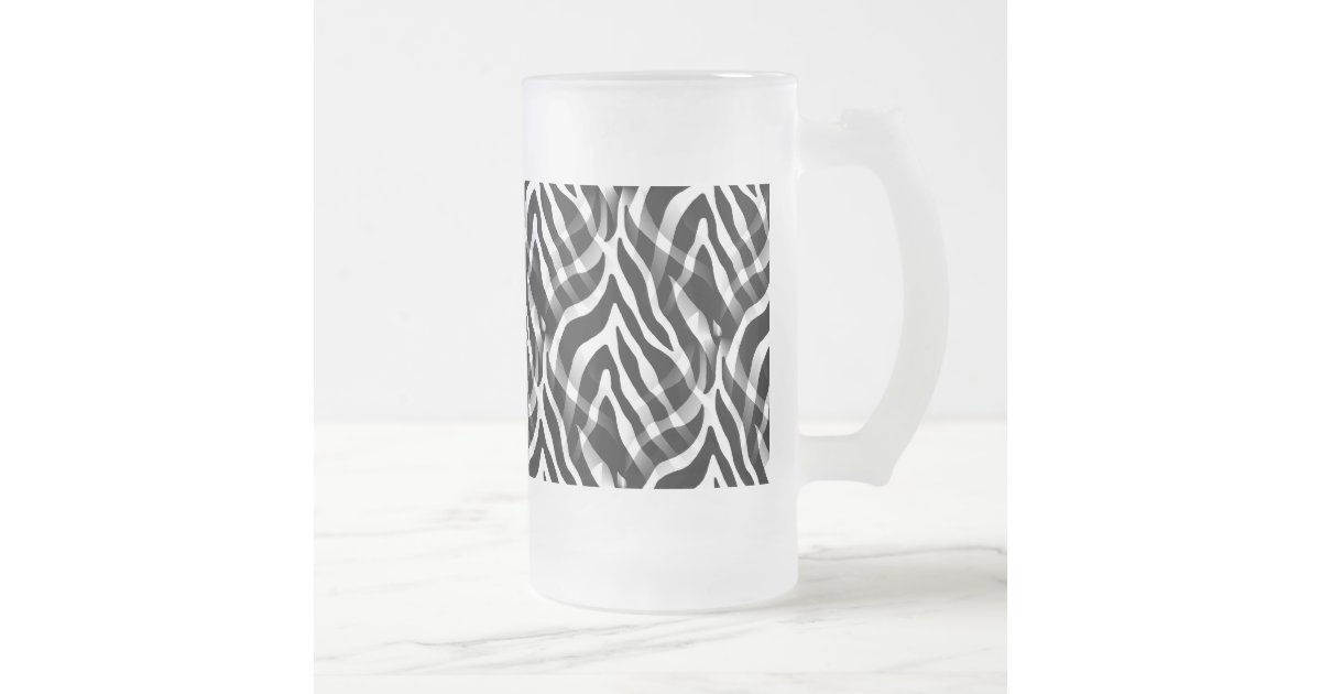 Snazzy Black and White Zebra Stripes Print Frosted Glass Beer Mug | Zazzle
