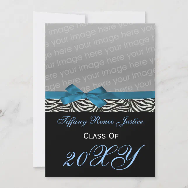 snazzy blue Graduation photo Invitation | Zazzle