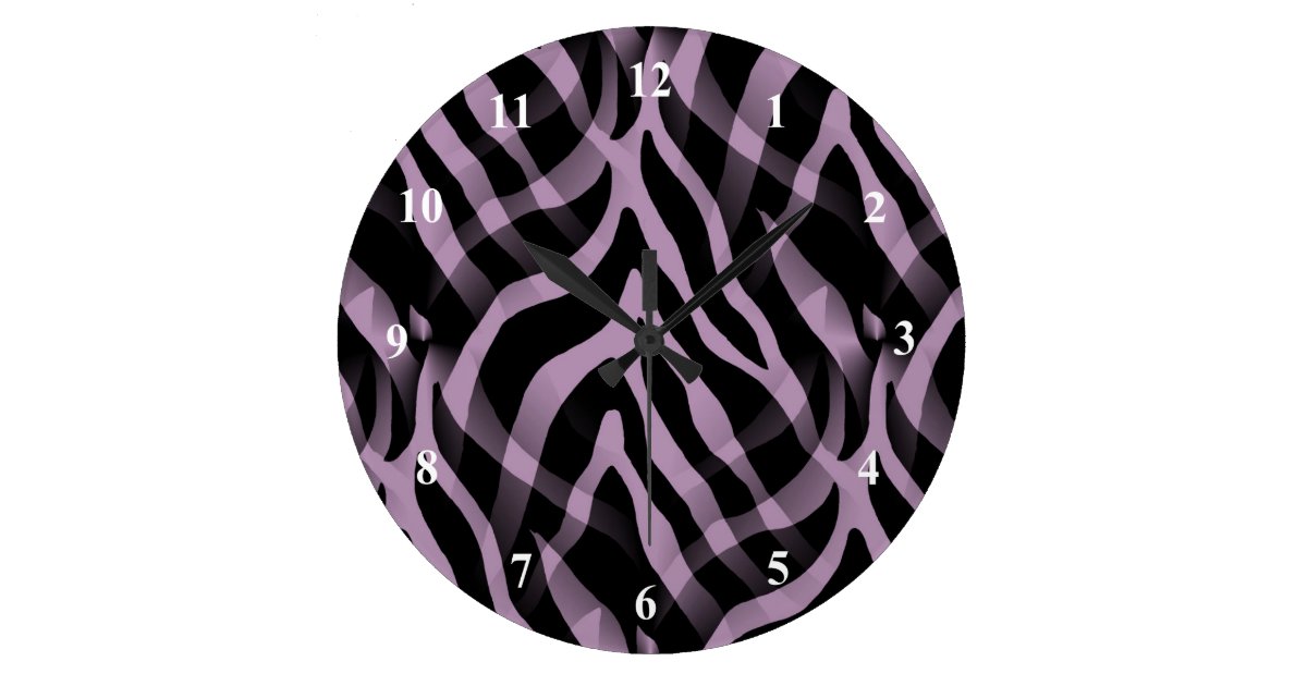 Snazzy Lavender Purple Zebra Stripes Print Large Clock | Zazzle.com
