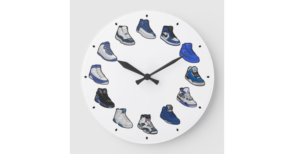 Sneaker Acrylic Wall Clock (White / Blue) | Zazzle