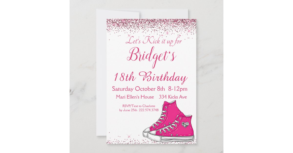 Sneaker Birthday, Glitter Invitation | Zazzle