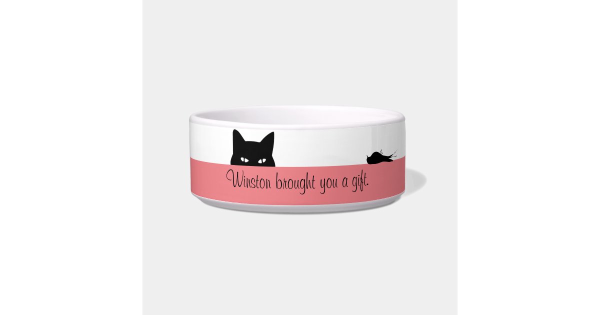 Sneaky Cat Brought You a Gift Bowl | Zazzle