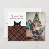 Sneaky Cat Wallace Red Plaid Christmas Card | Zazzle