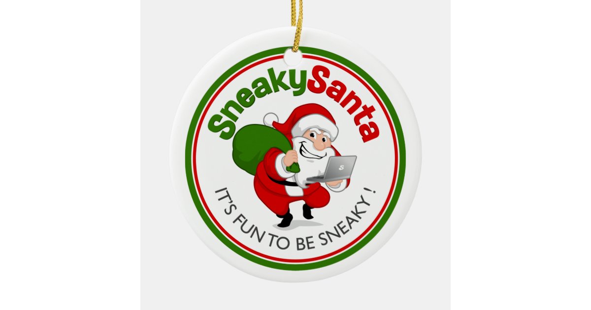 Sneaky Santa Ceramic Ornament | Zazzle