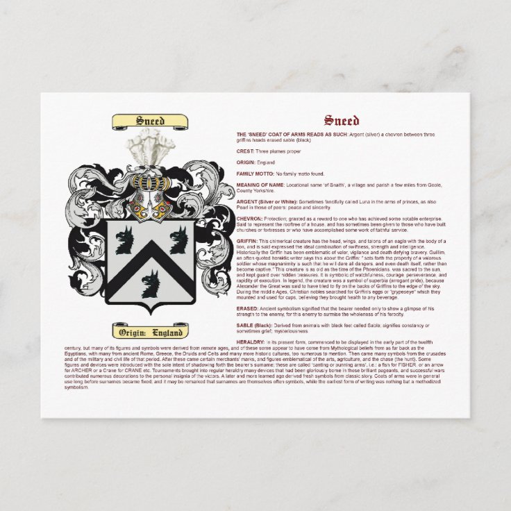 Sneed (meaning) postcard | Zazzle