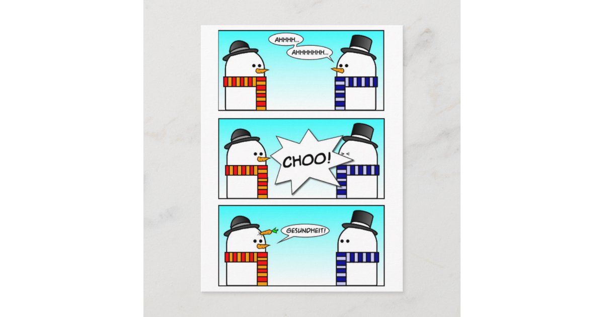 Sneezing Snowman Postcard | Zazzle